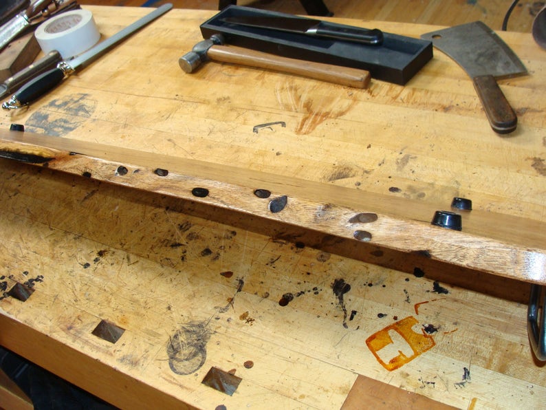 Mesquite Wood Serving Board With Forged Wrought Iron Handles - Etsy