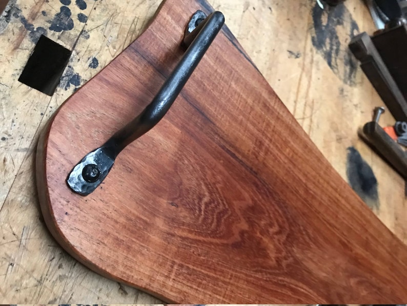 Mesquite Wood Serving Board Tray or Cutting Board With Hand Forged ...