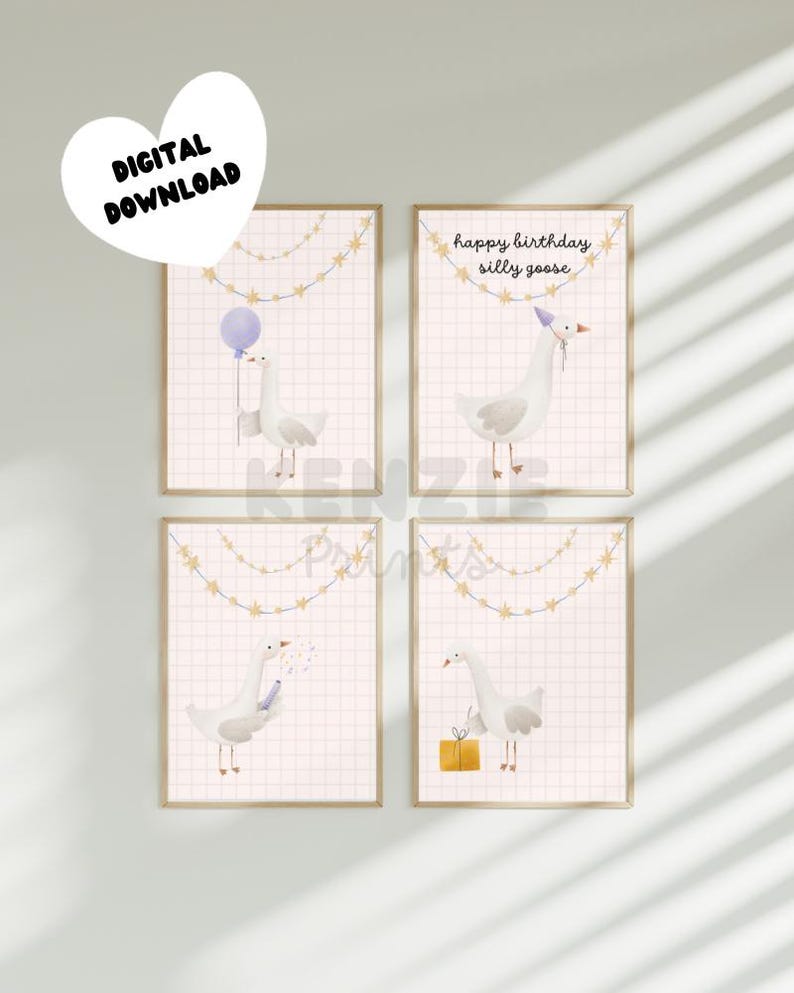 Silly Goose Kid Birthday Poster Pastel Bday Decor Goose Party Theme ...