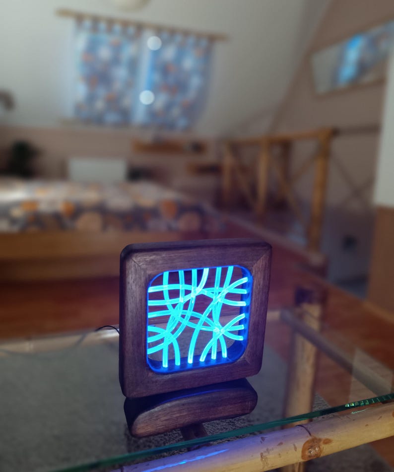 Walnut Fiber Desk Lamp Walnut Wood Unique Home Decor Lamp Fiber Optics ...