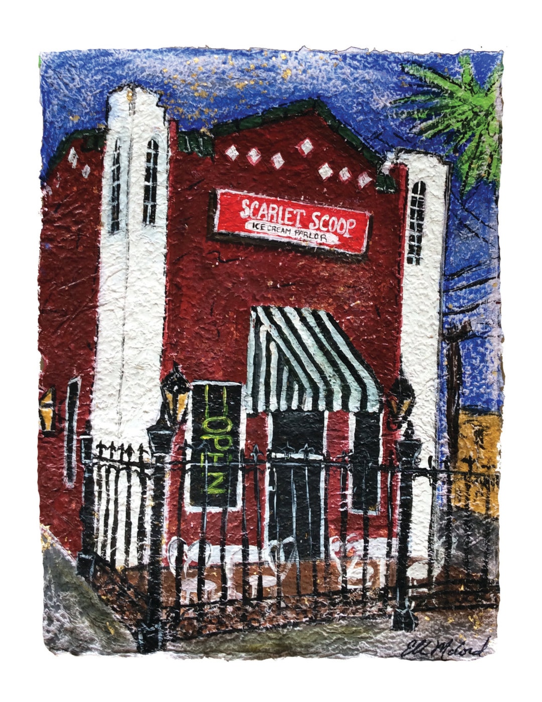 8x10 "scarlet Scoop Ice Cream Shop" Houma -PRINT Matted to Fit 8x10 ...