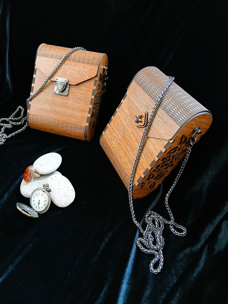 Laser Cut Wooden Handbag Purse: Engraving Files (dxf, Ai, Svg) - 3-4mm ...