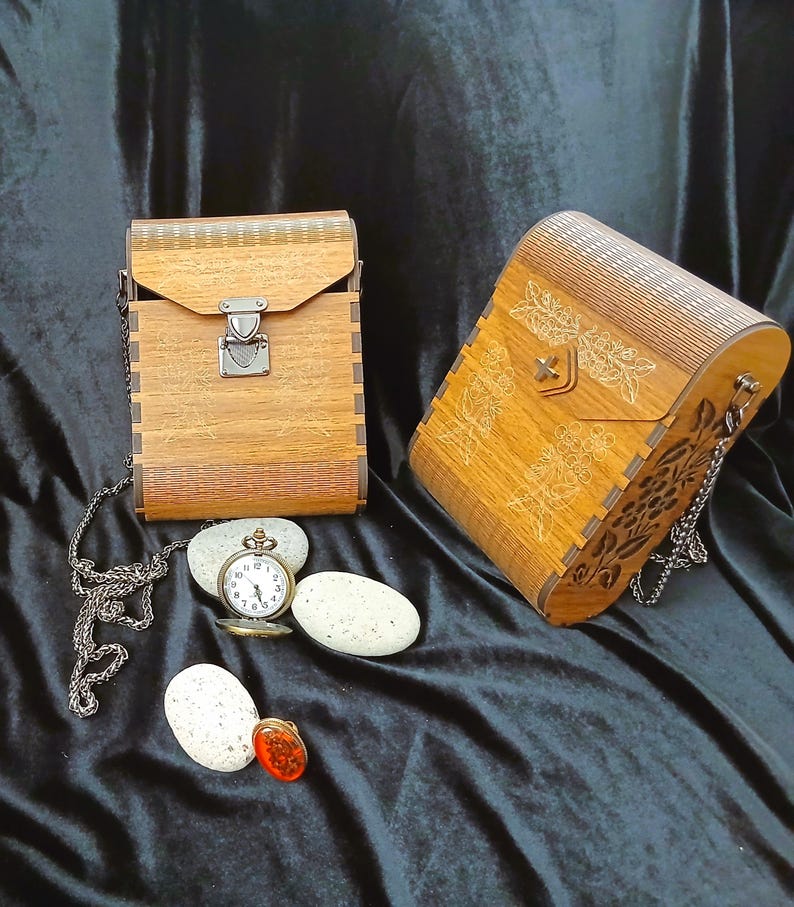 Laser Cut Wooden Handbag Purse: Engraving Files (dxf, Ai, Svg) - 3-4mm ...
