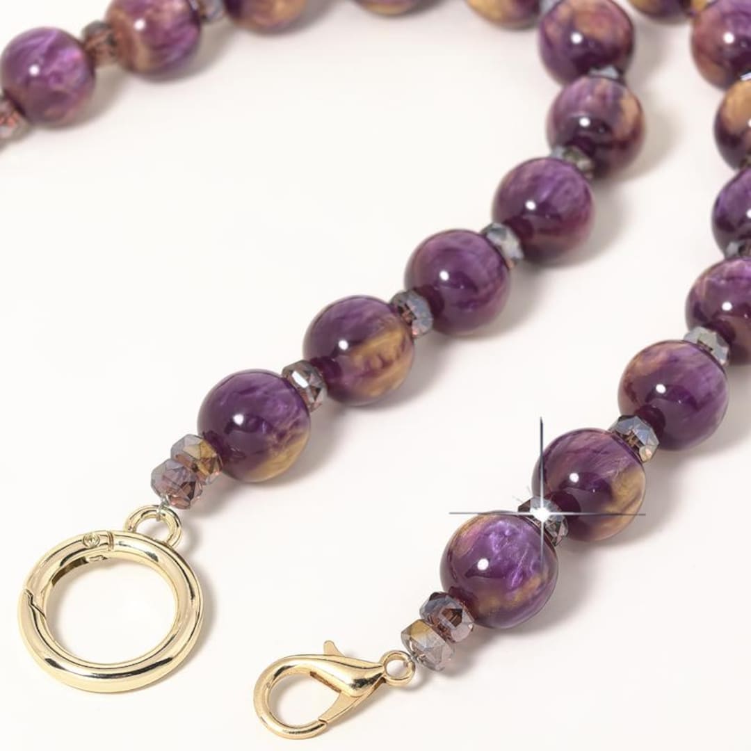 Purple Crystal Bag Chain Strap | Handcrafted Vintage Shoulder ...