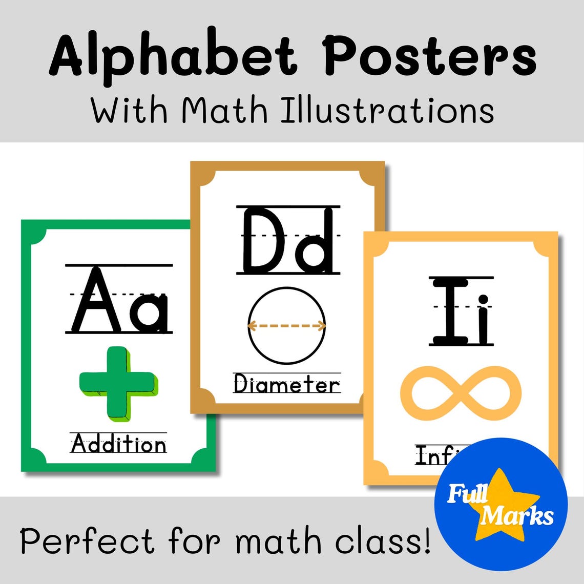 Math Vocabulary Alphabet Posters Modern Boho Rainbow Classroom Decor ...