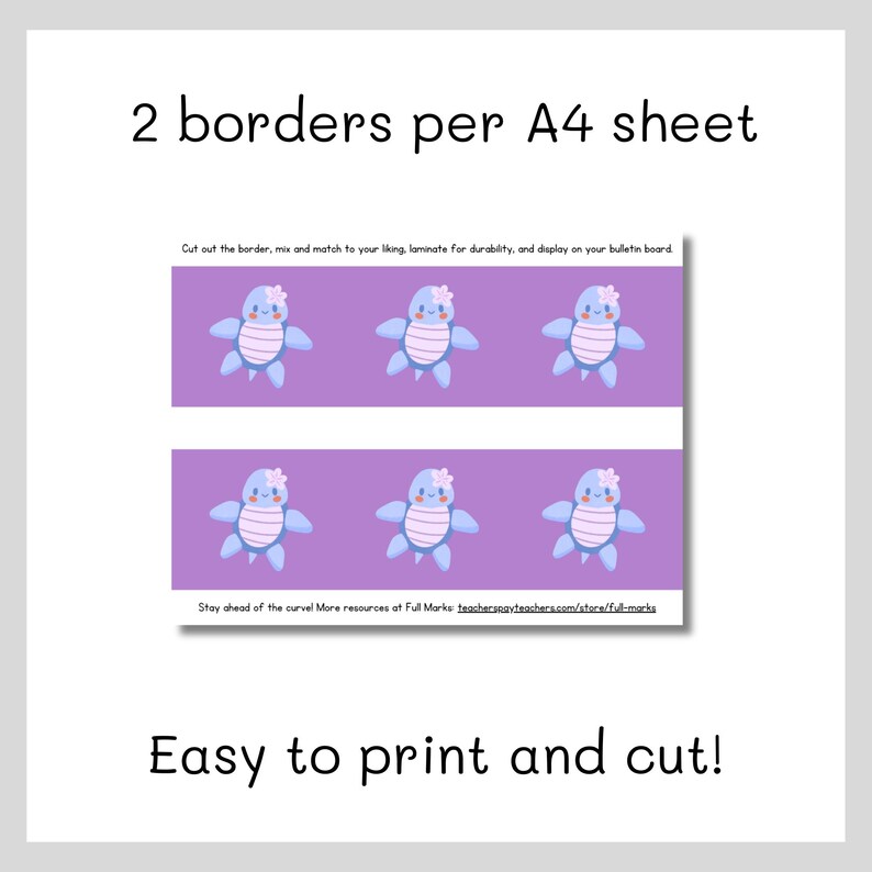 Cute Sea Creatures Pastel Bulletin Board Borders, Aquarium Ocean Boho ...