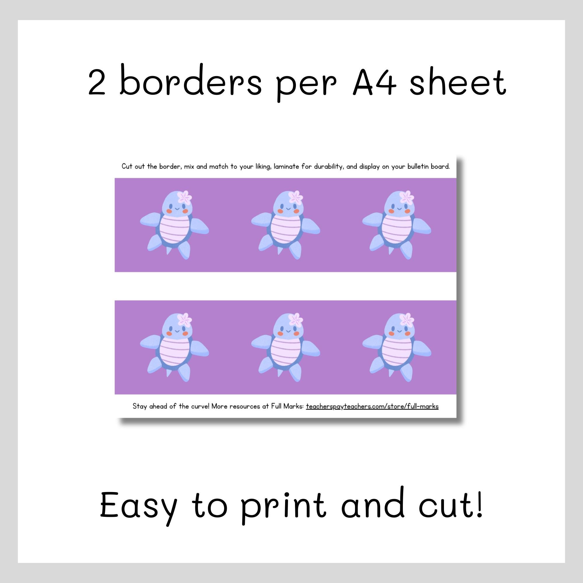 Cute Sea Creatures Pastel Bulletin Board Borders, Aquarium Ocean Boho ...