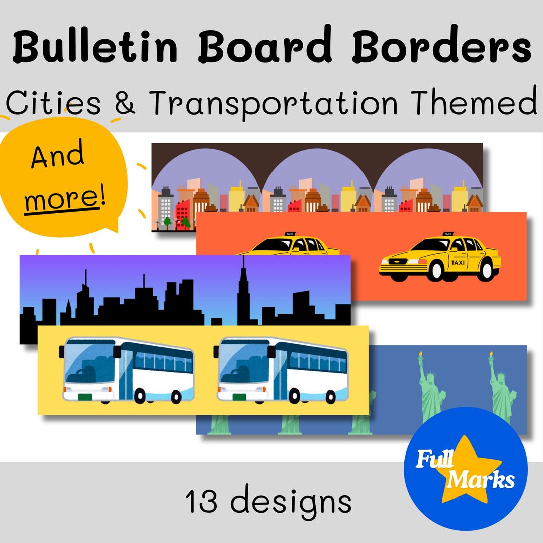Cities & Transportation Themed Bulletin Board Borders, Urban Class ...