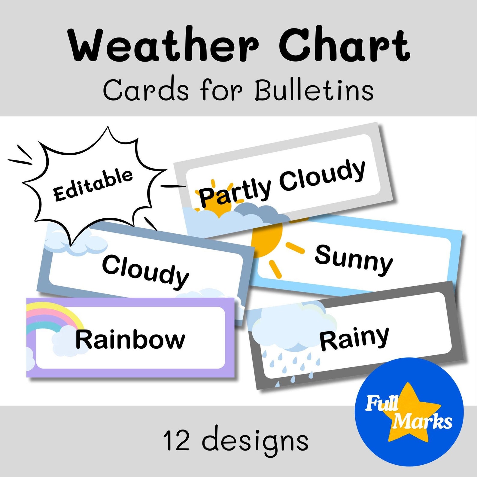 Editable Weather Chart Cards, Printable Student Activity, Warm-up ...