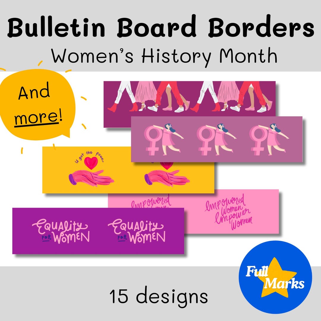 Women's History Month Bulletin Board Borders, Printable Boho Modern ...