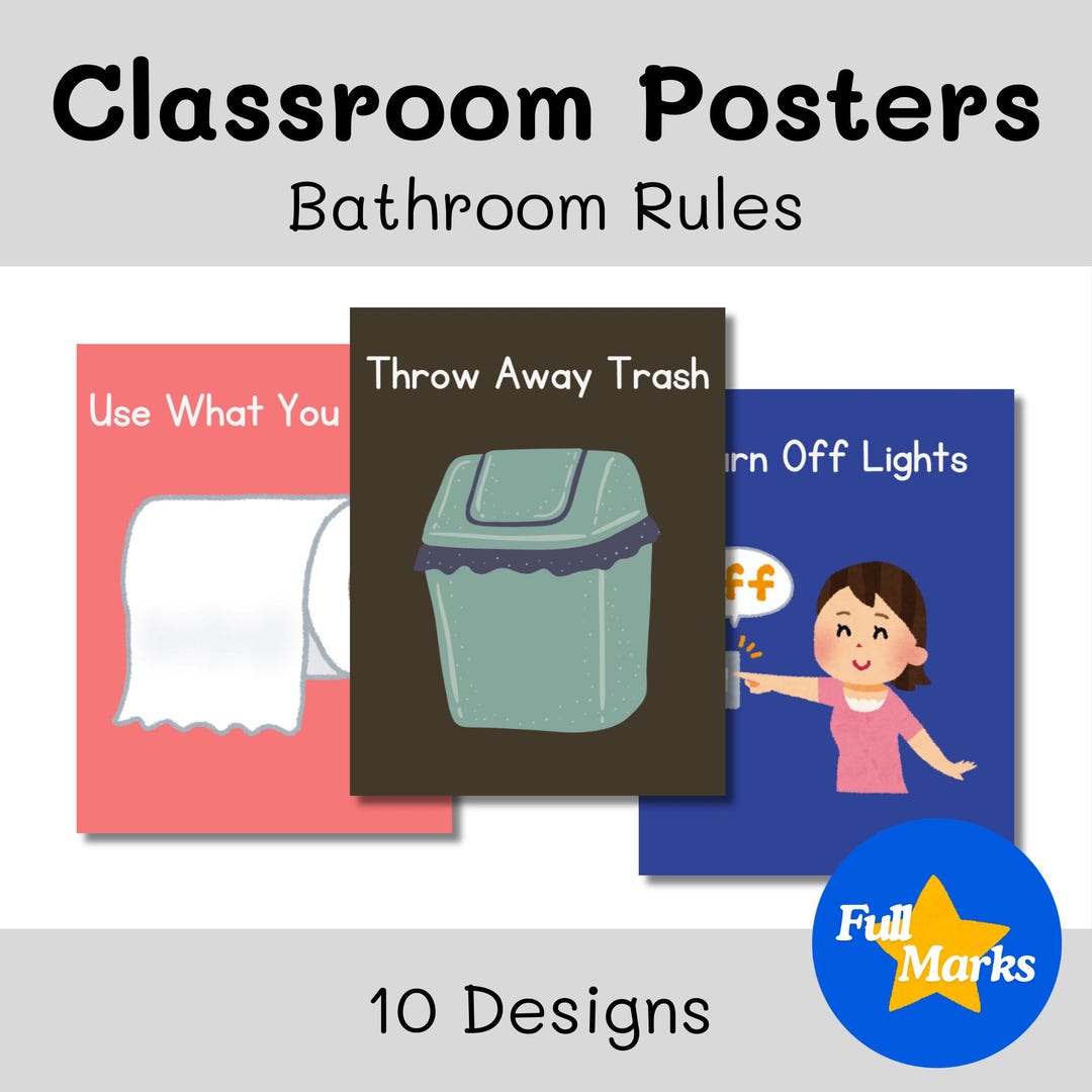 Boho Rainbow Bathroom Rules Posters Digital Prints, Minimalist Trendy ...