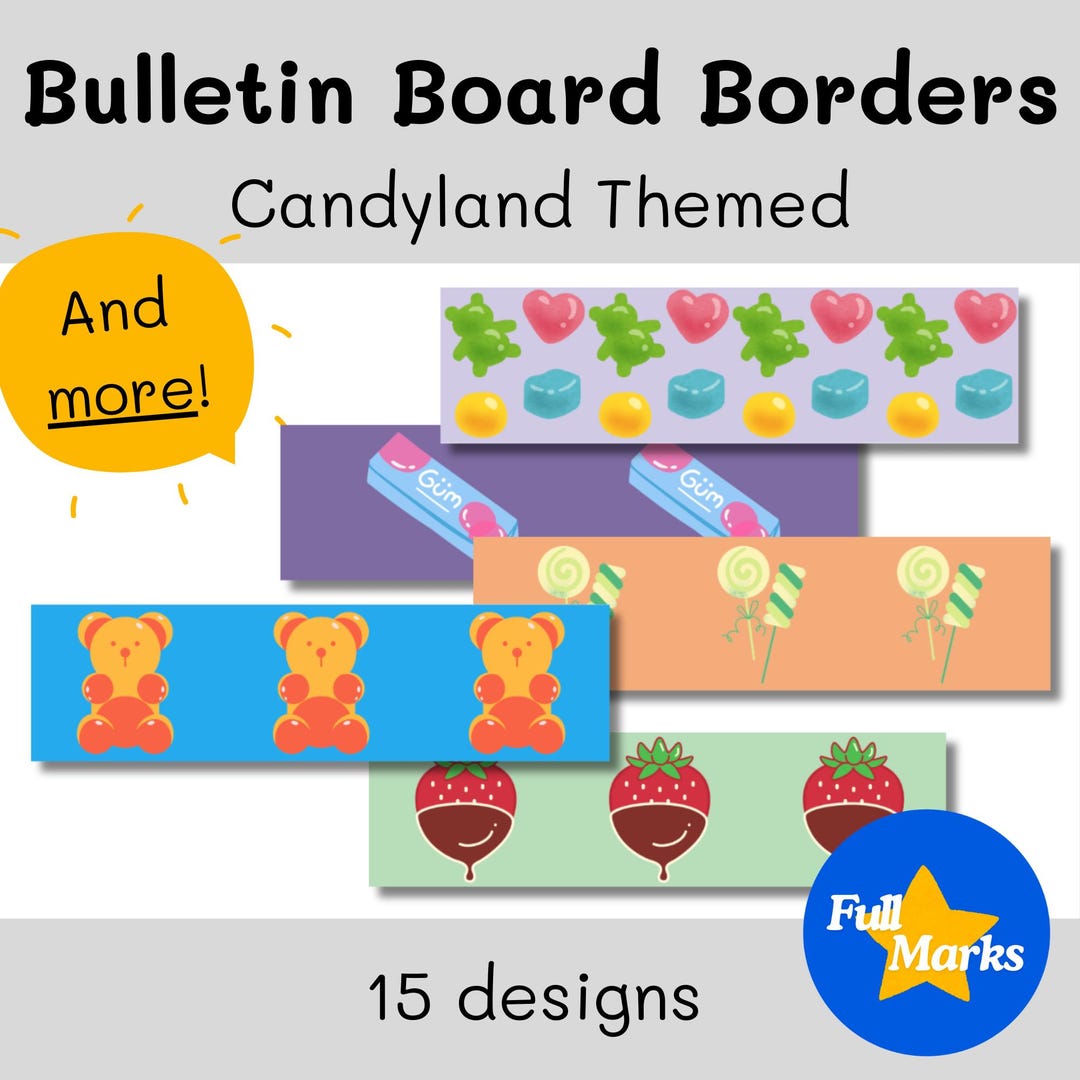 Candyland Themed Bulletin Board Borders, Cute Colorful Printable Boho ...