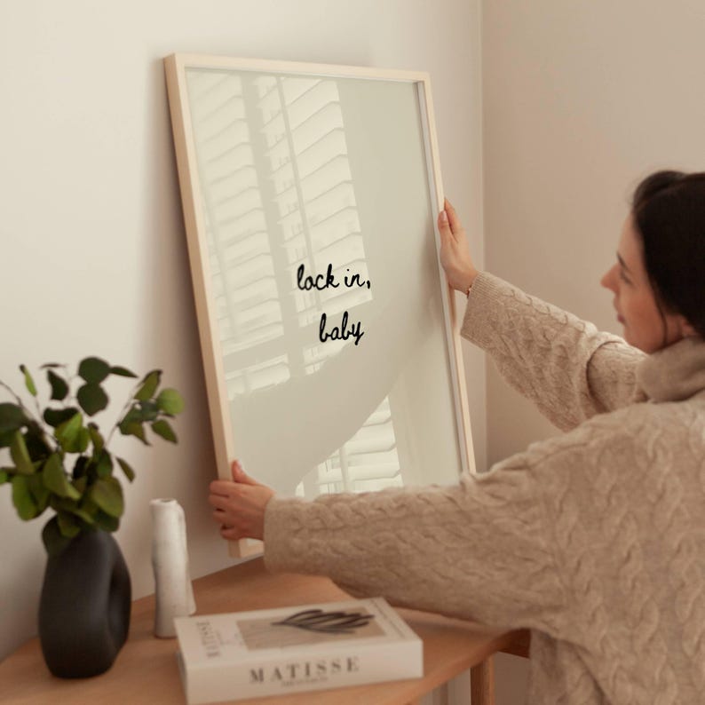 Hand-written 'lock In, Baby' Print: Motivational Quote Poster, Neutral ...