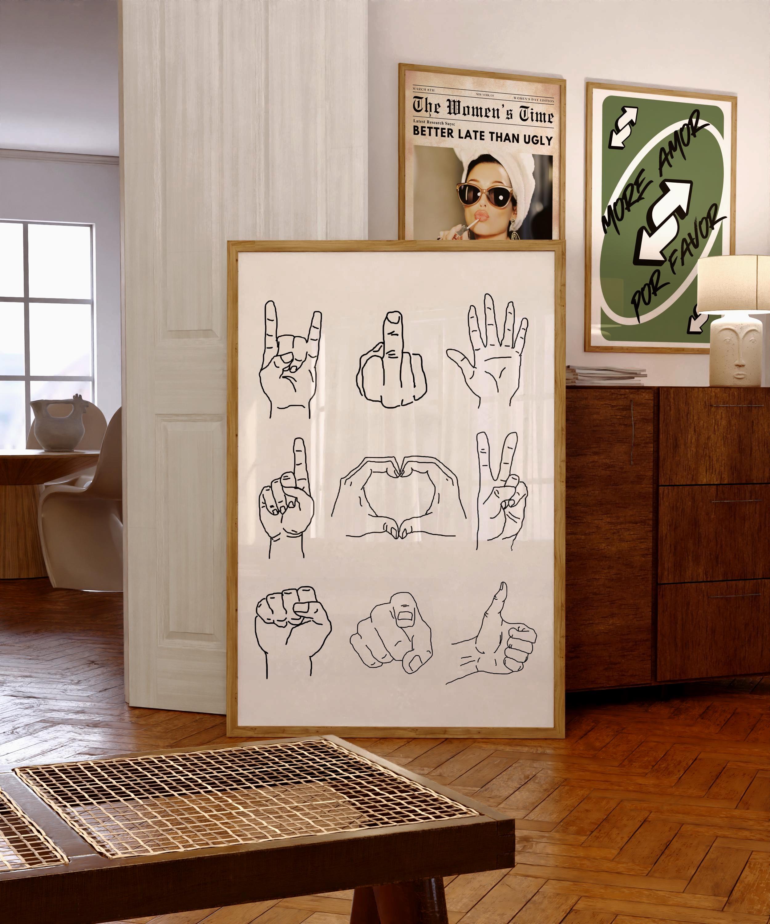 Hand Drawn Wall Art Girls Room Decor Modern Kitchen Art Bar Cart Decor ...