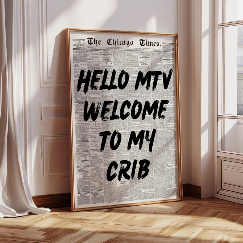 Trendy 70's Wall Art Hi MTV Welcome to My Crib Print Typography Print ...