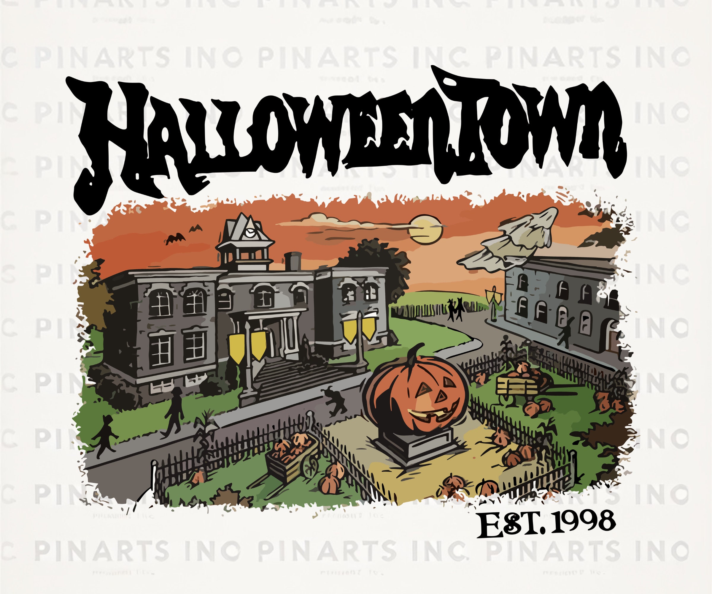 Vintage Halloween Town Est 1998 Png, Halloweentown Png, Pumpkin ...