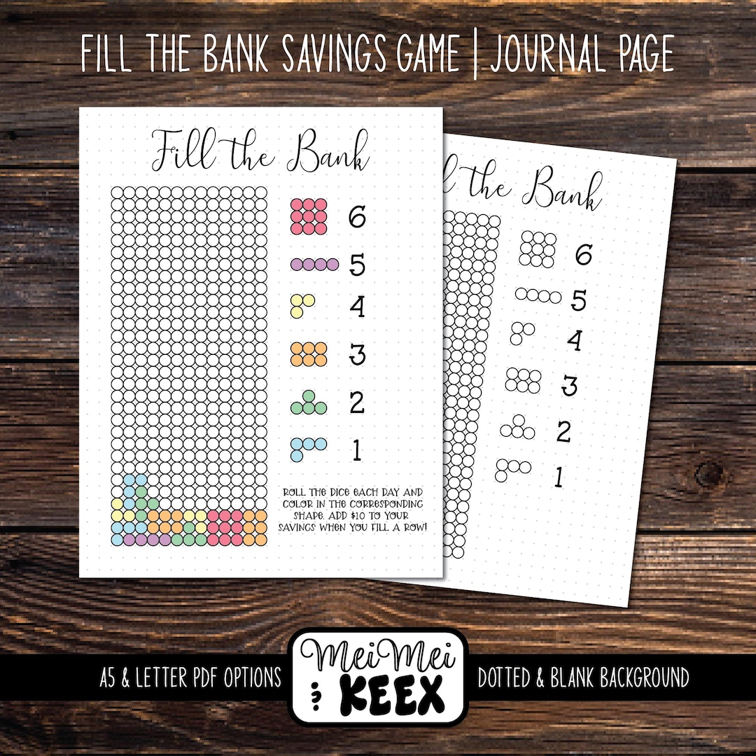 Printable Game, Savings Tracker, Printable Journal Page, Bullet Journal ...