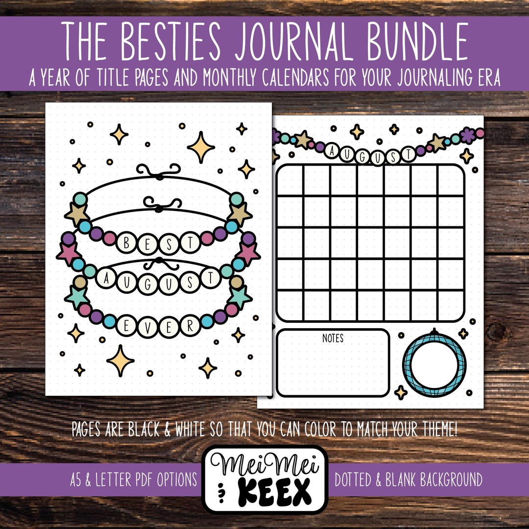 Besties Journal Bundle, Printable Journal Pages, Planner Calendar ...