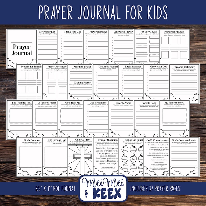 Kids Prayer Journal: Homeschool Activity, Coloring Pages (PDF Printable ...