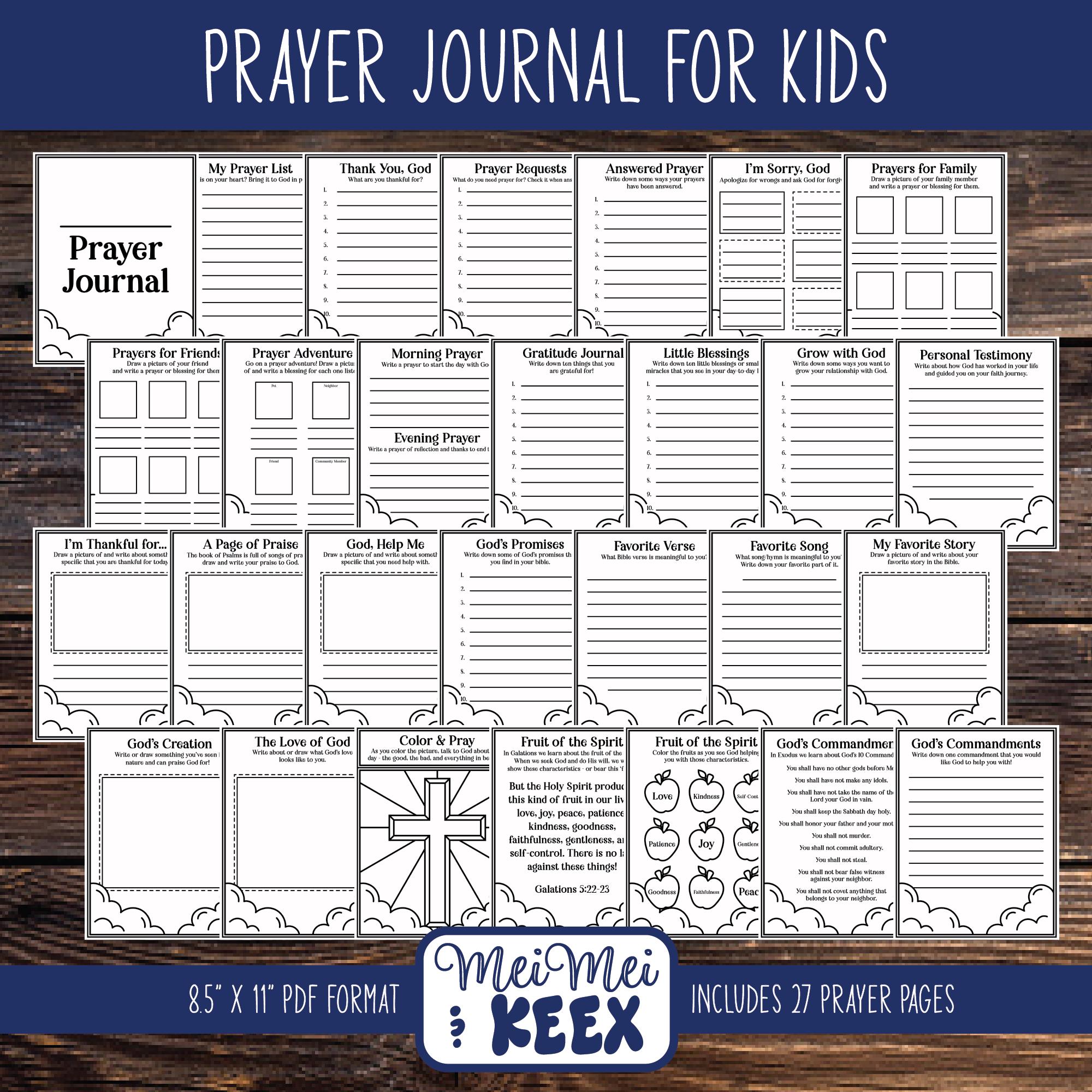 Kids Prayer Journal: Homeschool Activity, Coloring Pages (PDF Printable ...