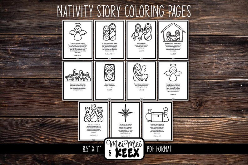 Nativity Story Coloring Pages: Christmas Printable for Kids (PDF) - Etsy