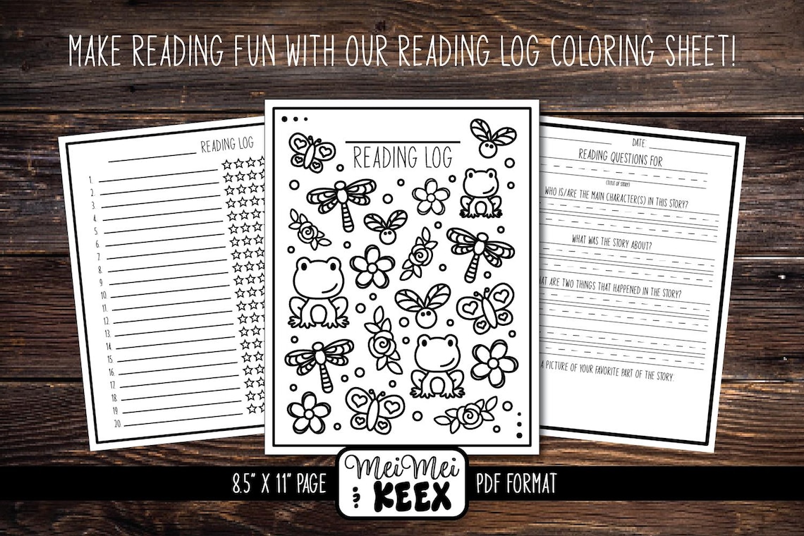Reading Log Coloring Page Bundle: Homeschool Activity (PDF Pattern) - Etsy