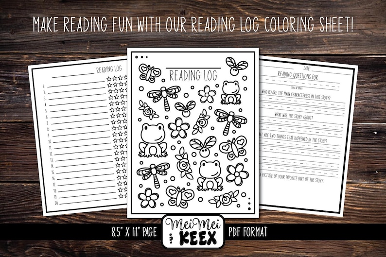 Reading Log Coloring Page Bundle: Homeschool Activity (PDF Pattern) - Etsy