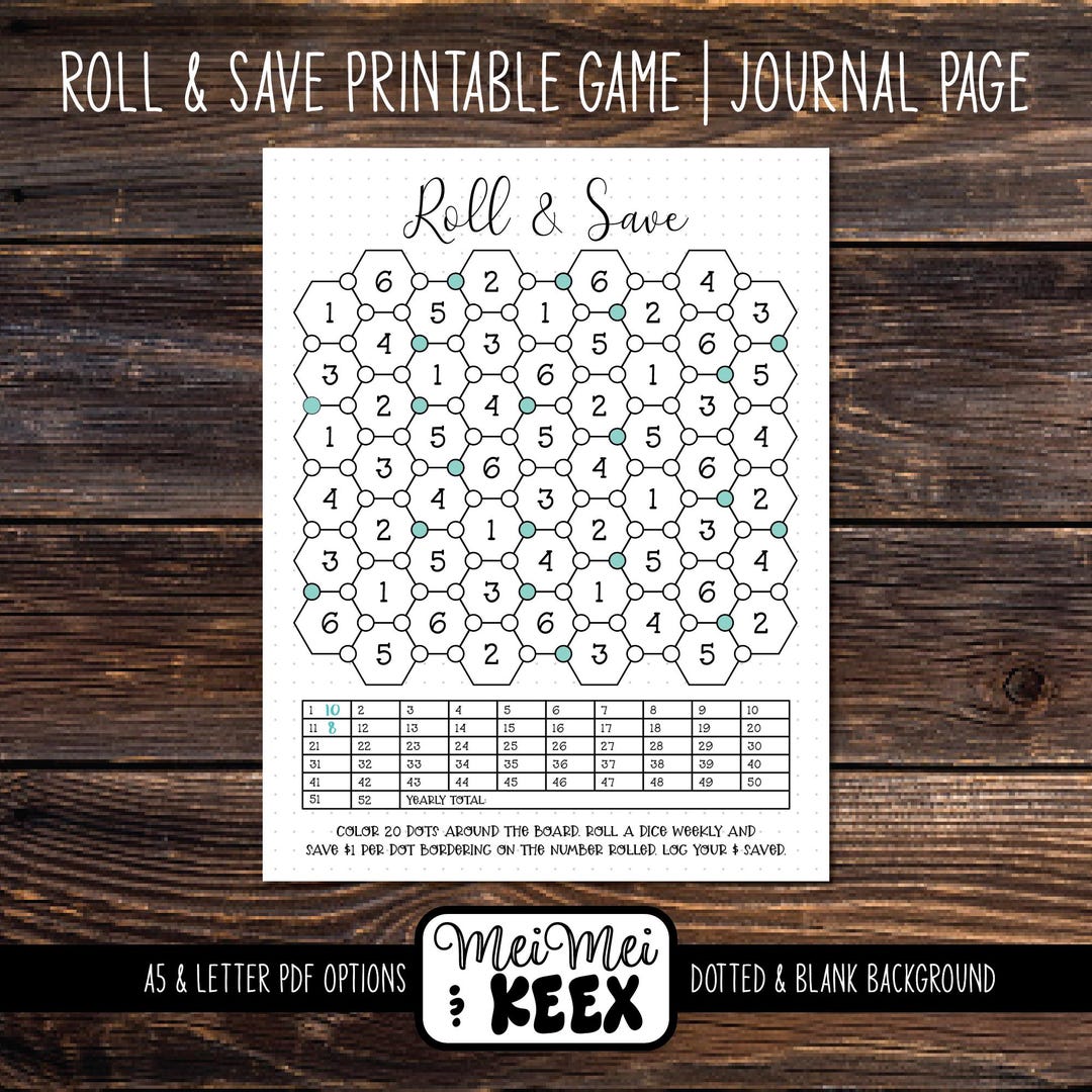 Printable Game, Savings Tracker, Printable Journal Page, Bullet Journal ...