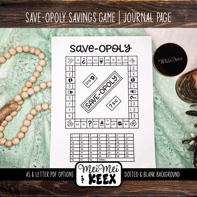 Saveopoly Savings Tracker, Printable Journal Page, Bullet Journal Page ...