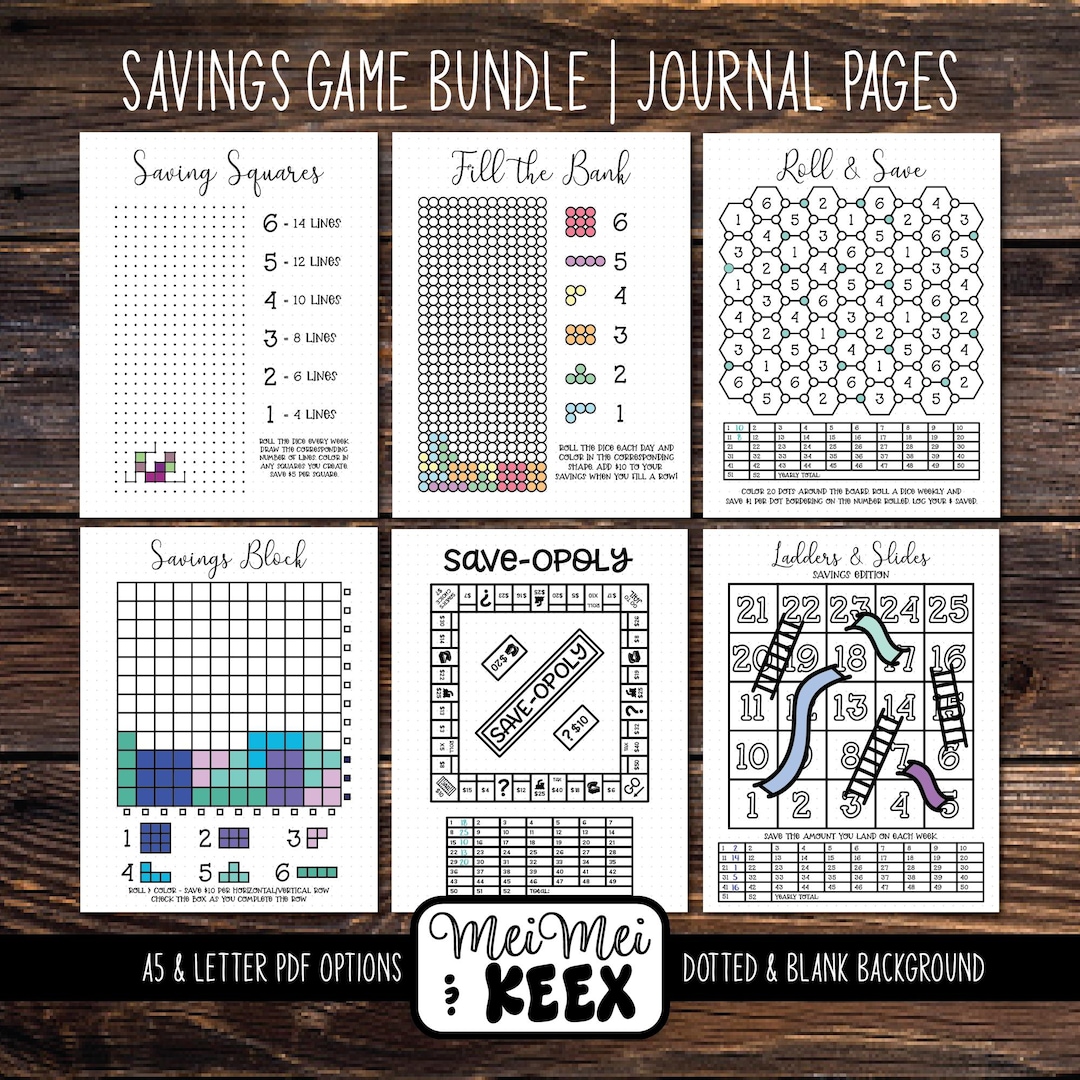 Printable Game Bundle, Saveopoly, Savings Tracker, Printable Journal ...