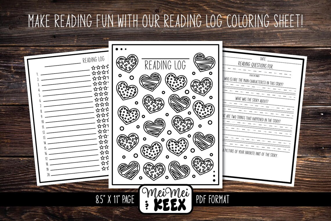Reading Log Coloring Page Bundle: Homeschool Activity (PDF Pattern) - Etsy