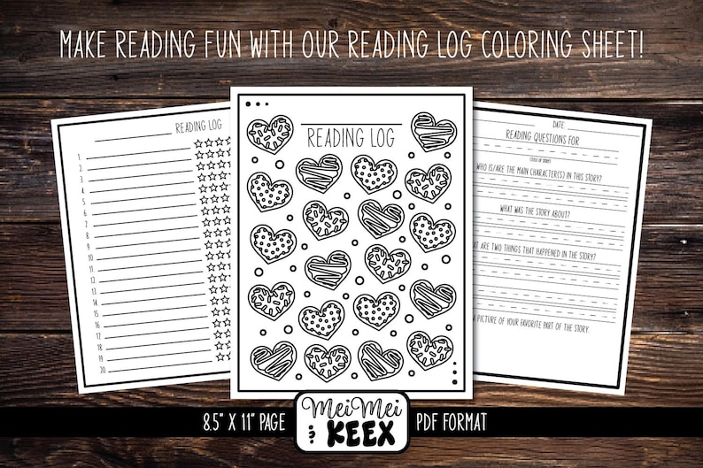 Reading Log Coloring Page Bundle: Homeschool Activity (PDF Pattern) - Etsy