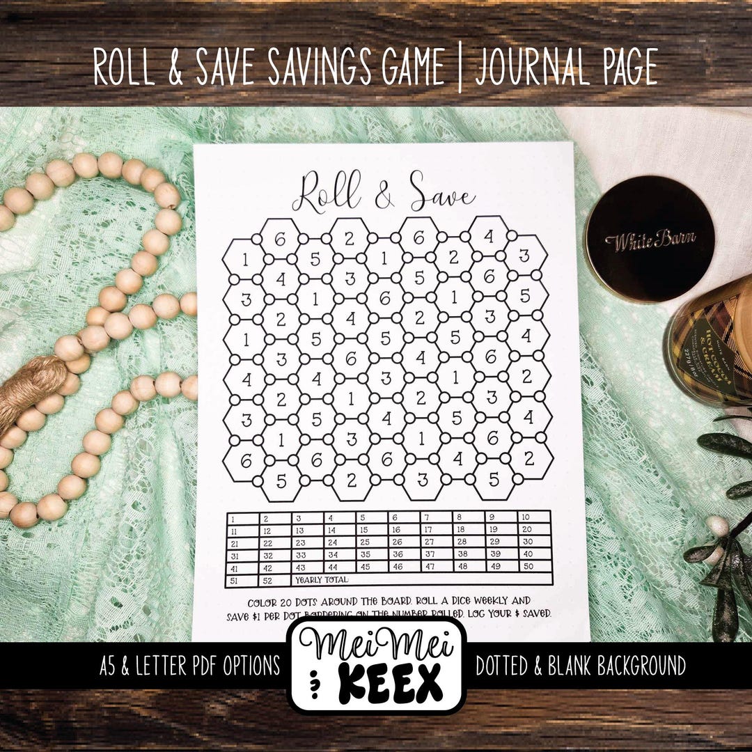Printable Game, Savings Tracker, Printable Journal Page, Bullet Journal ...