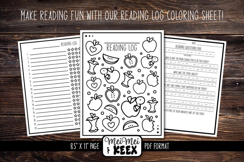 Reading Log Coloring Page Bundle: Homeschool Activity (PDF Pattern) - Etsy