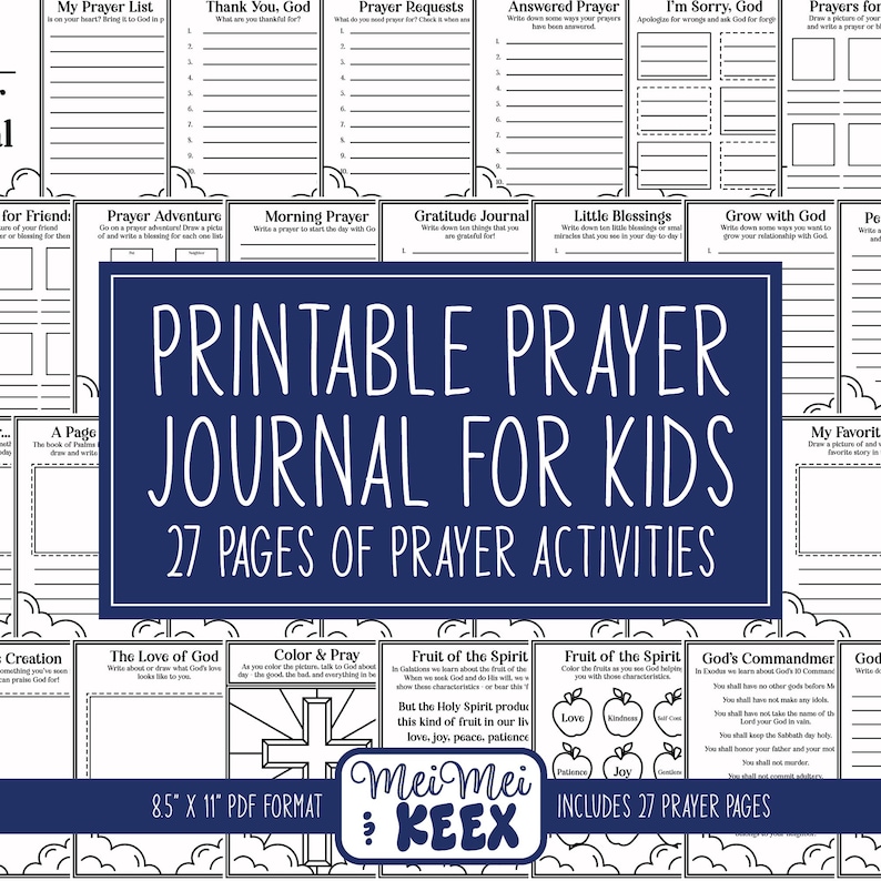 Kids Prayer Journal: Homeschool Activity, Coloring Pages (PDF Printable ...