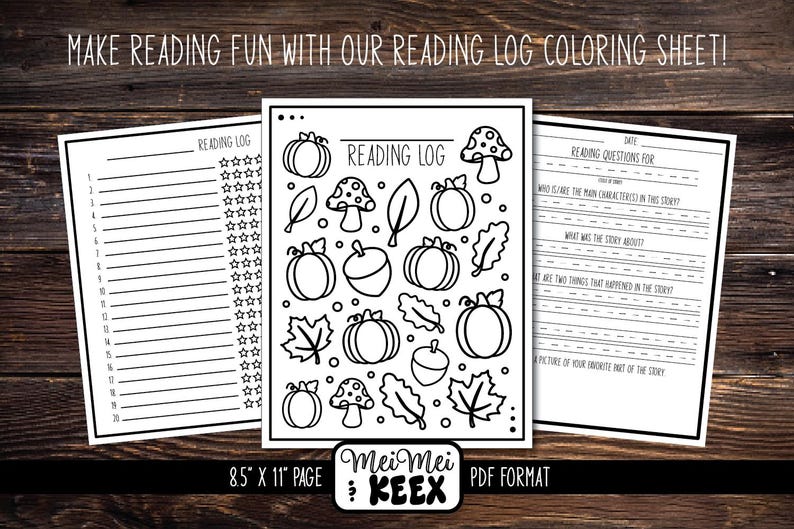 Reading Log Coloring Page Bundle: Homeschool Activity (PDF Pattern) - Etsy