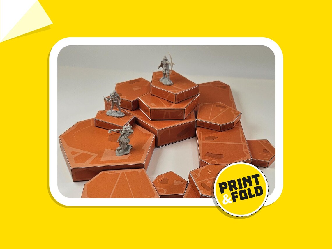Papercraft Desert Boulder Battlemap Modular Kit Role Playing Dnd ...