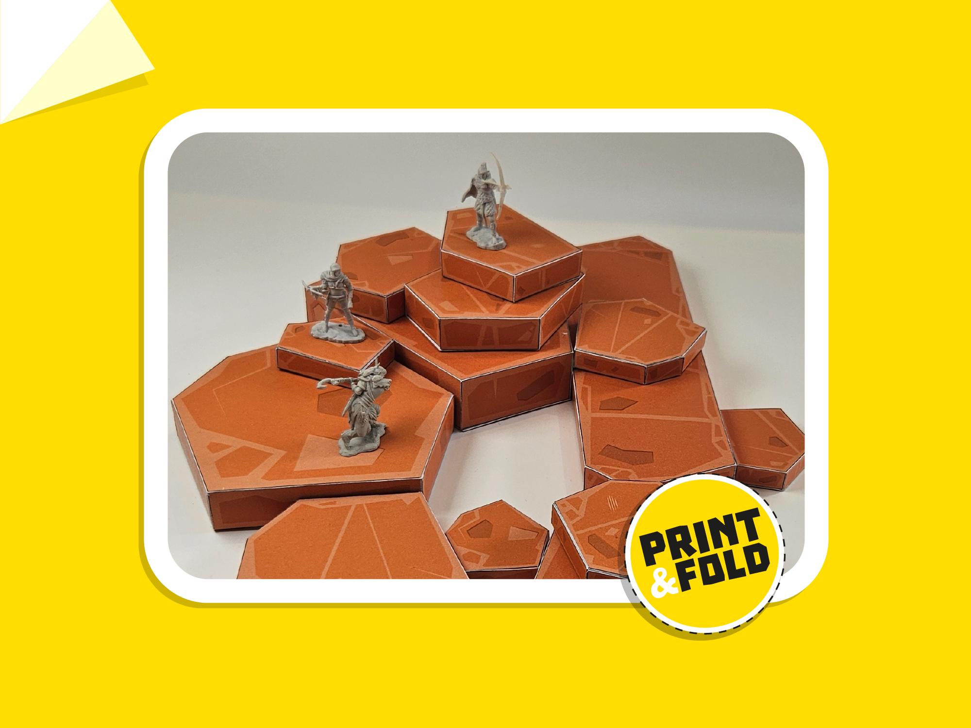 Papercraft Desert Boulder Battlemap Modular Kit Role Playing Dnd ...