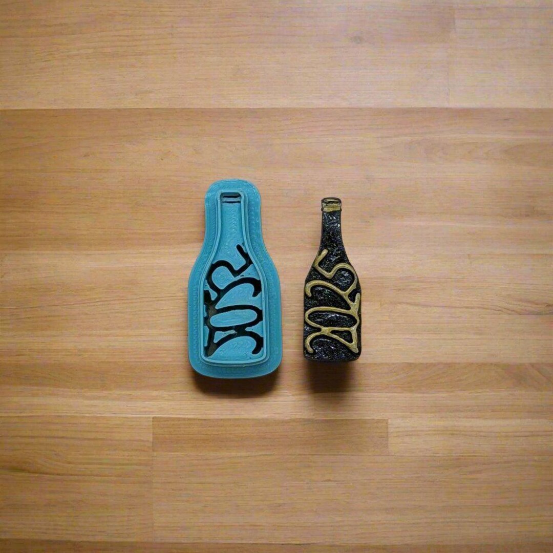 2025 Champagne Bottle Inverted Design - New Year's Fondant Cutter ...