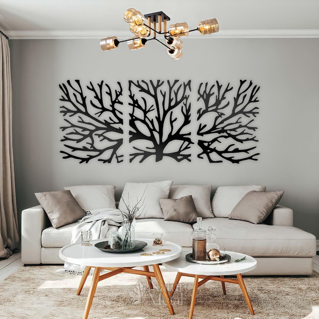 Tree Branches Metal Wall Decoration Set of 3, Trees, Branch, Wall ...