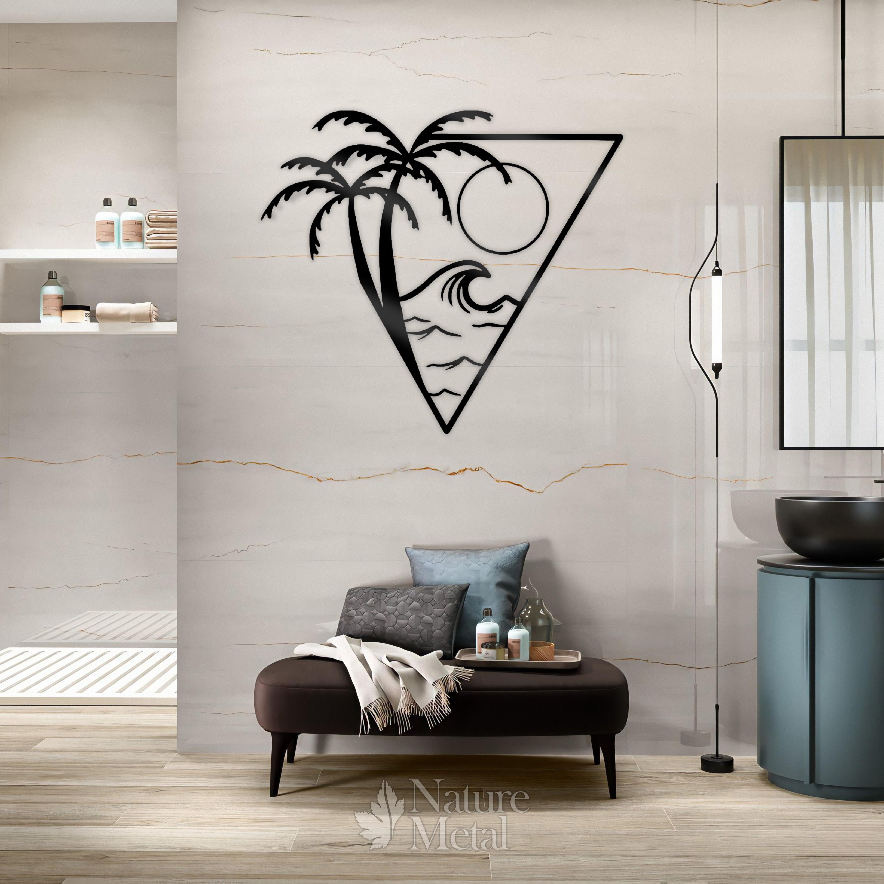 Palm Tree Triangle Vector Metal Wall Accessory, Metal Painting, Sun ...