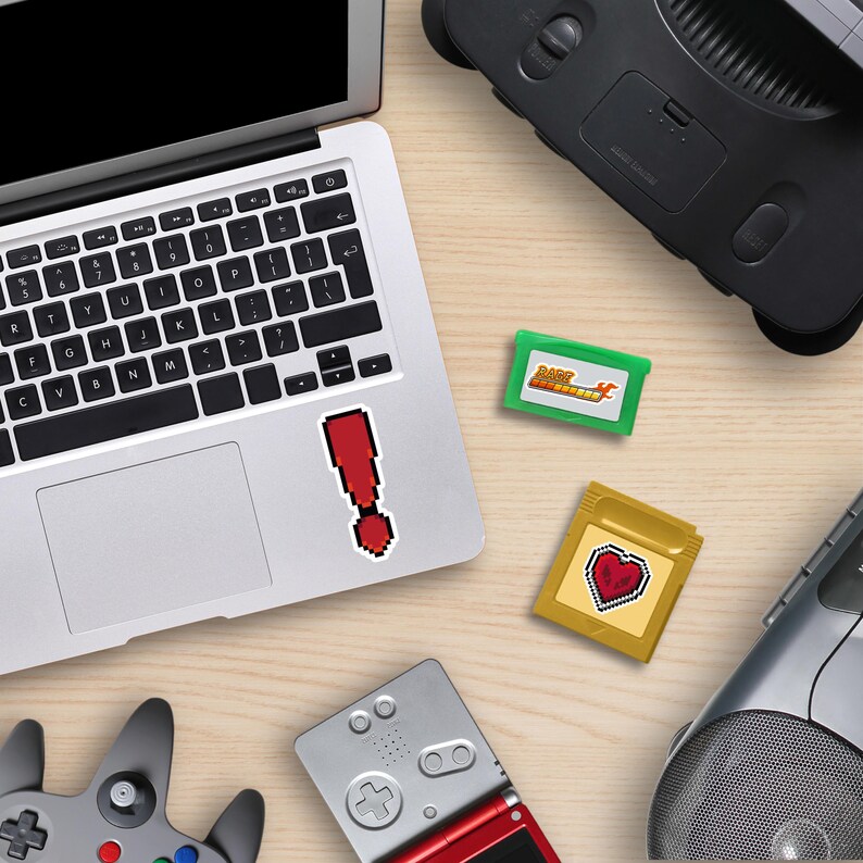 Exclamation Mark Pixel Sticker 2 and 3 Inch Waterproof Sticker Retro ...