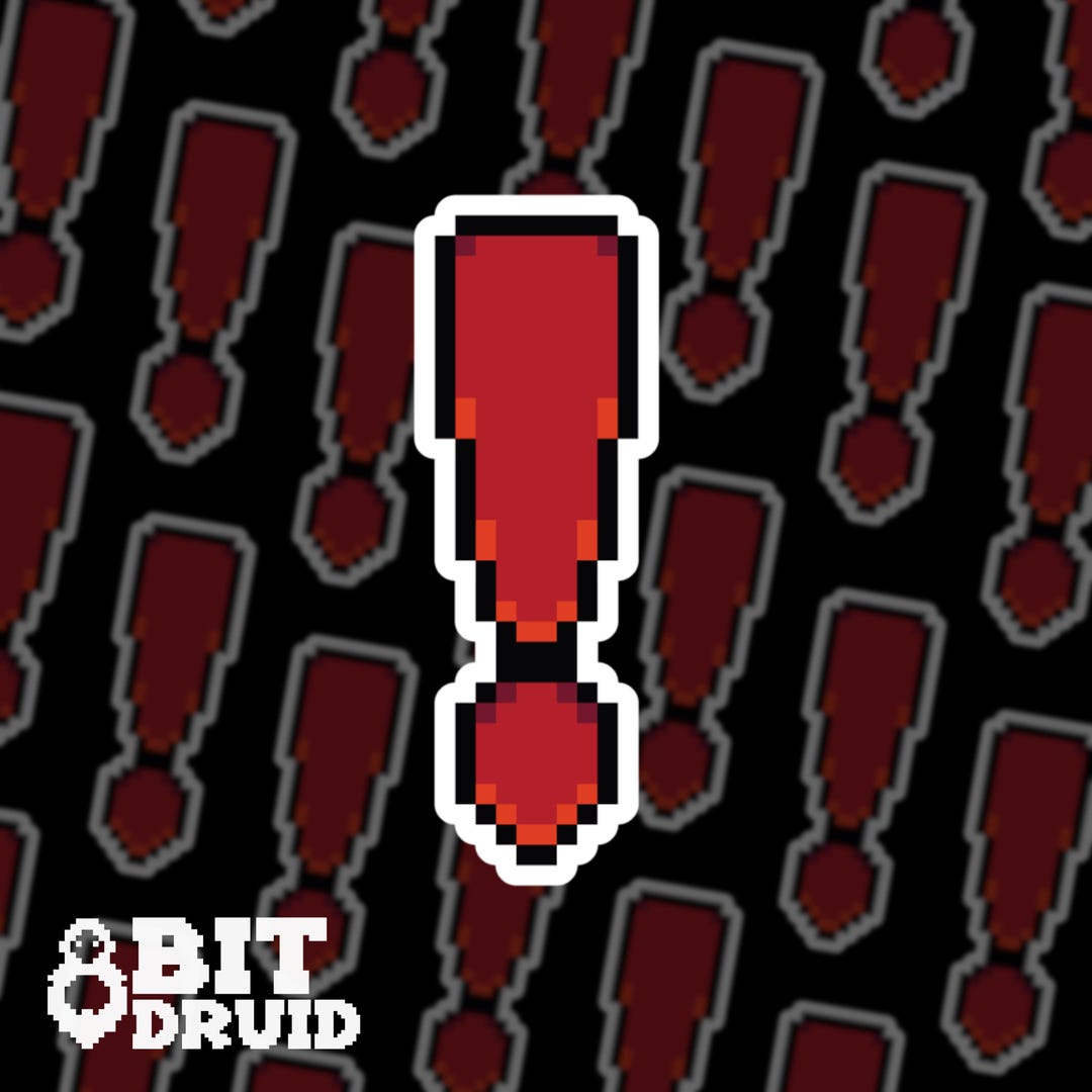 Exclamation Mark Pixel Sticker 2 and 3 Inch Waterproof Sticker Retro ...