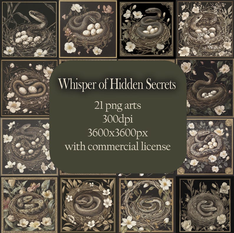 Whisper of Hidden Secrets – Mystical Snake in Nest Art for Dark ...