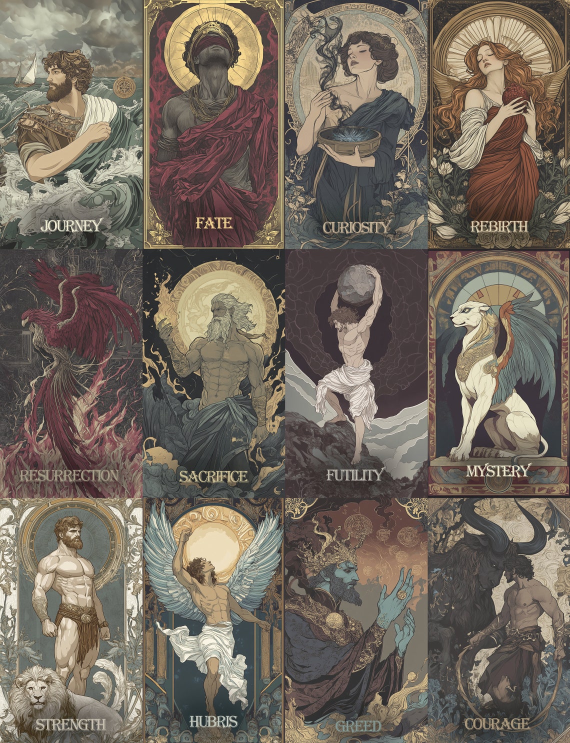 Mythical Oracle Deck | Digital Deck | 22 Cards in Pdf | Oracle Deck - Etsy