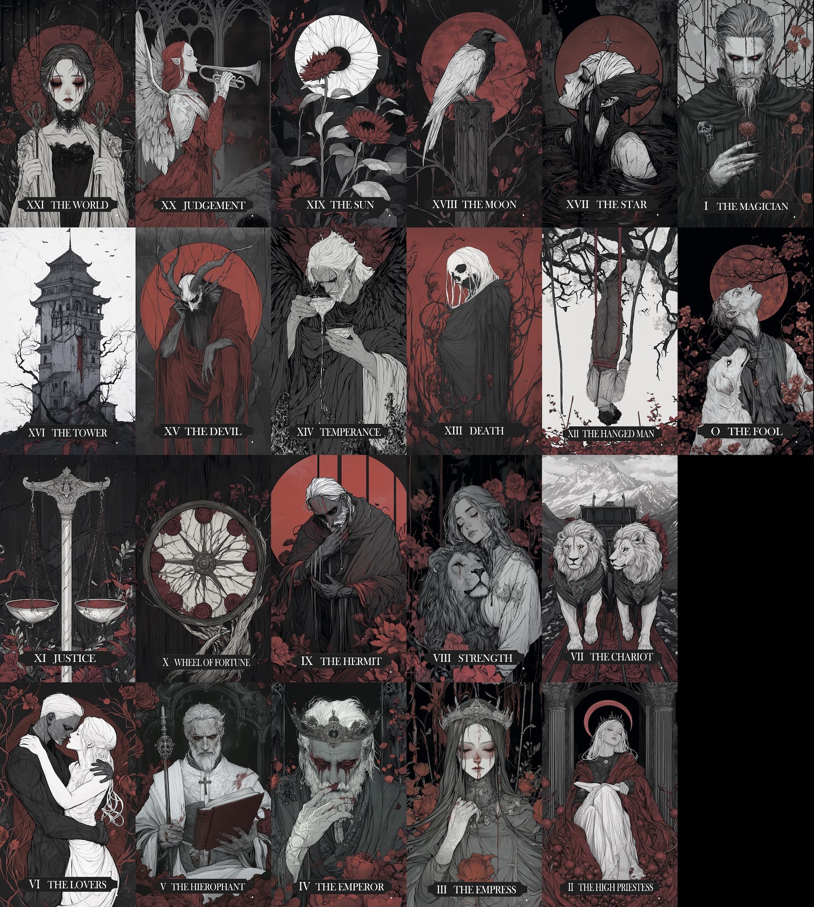 Printable Tarot Cards | Major Arcana Cards | Tarot 22 Cards | Printable ...