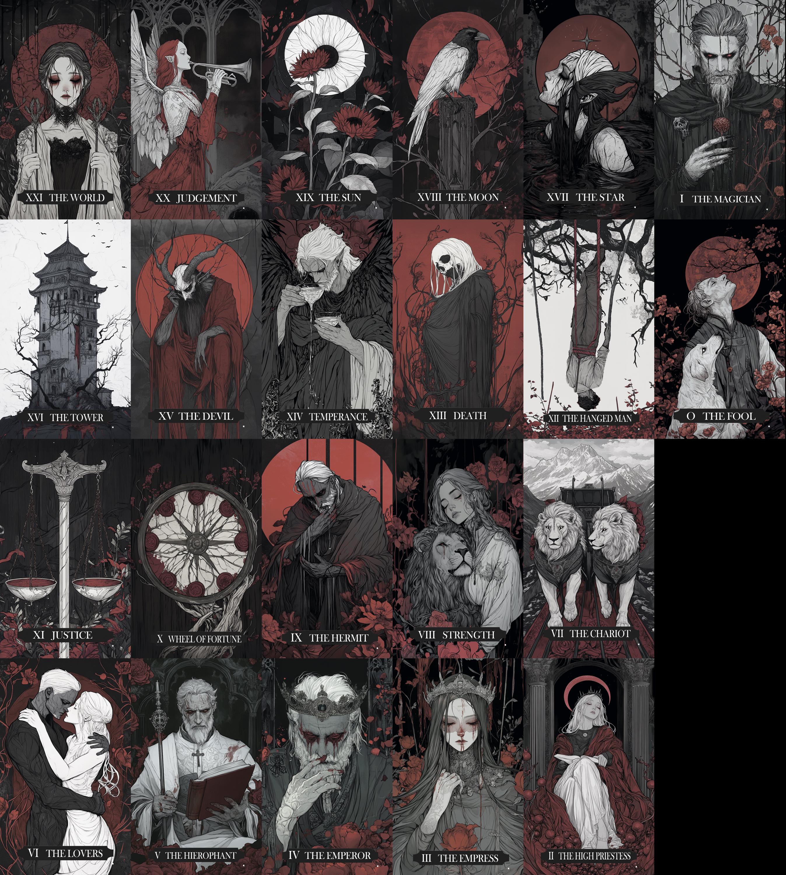 Printable Tarot Cards | Major Arcana Cards | Tarot 22 Cards | Printable ...