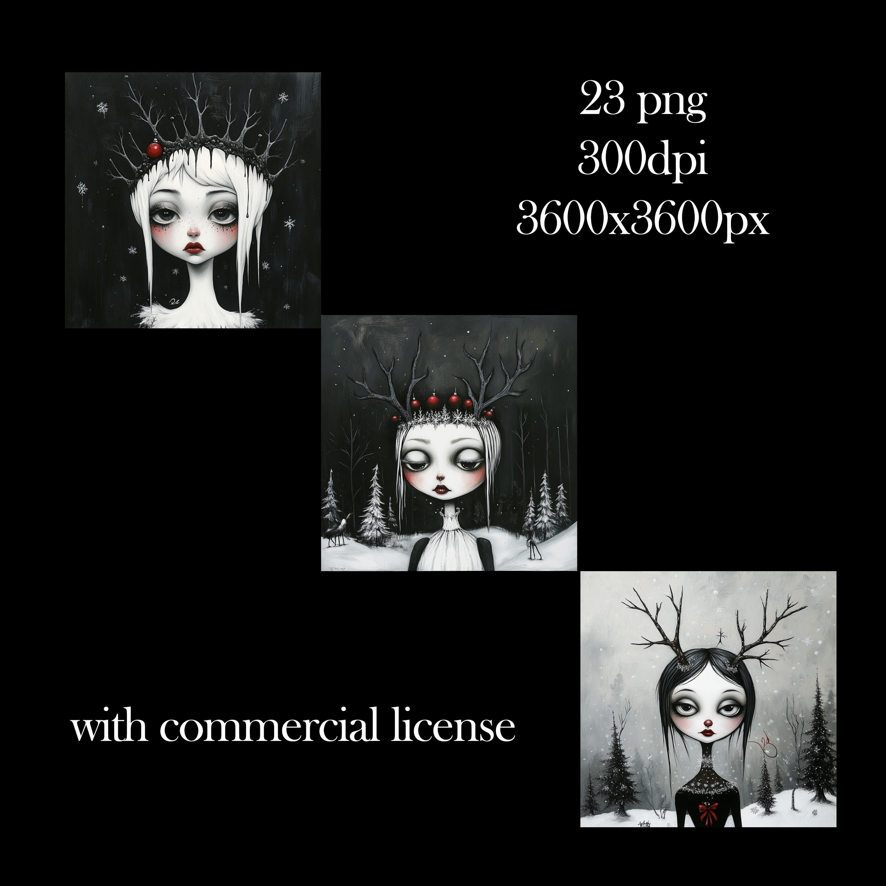 Gothic SNOW QUEEN Art Set - 23 Png Images – Dark Fantasy Illustrations ...