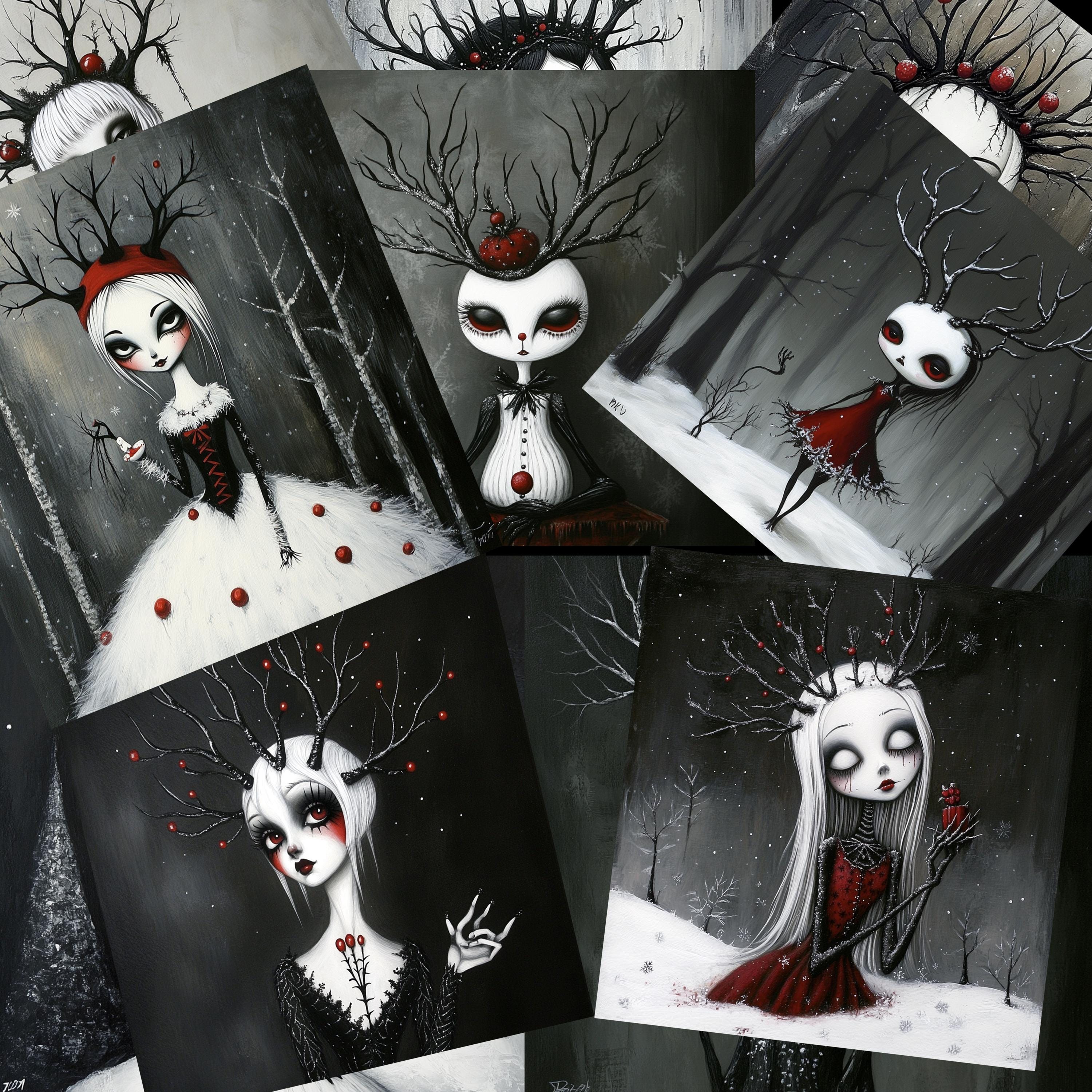 Gothic SNOW QUEEN Art Set - 23 Png Images – Dark Fantasy Illustrations ...