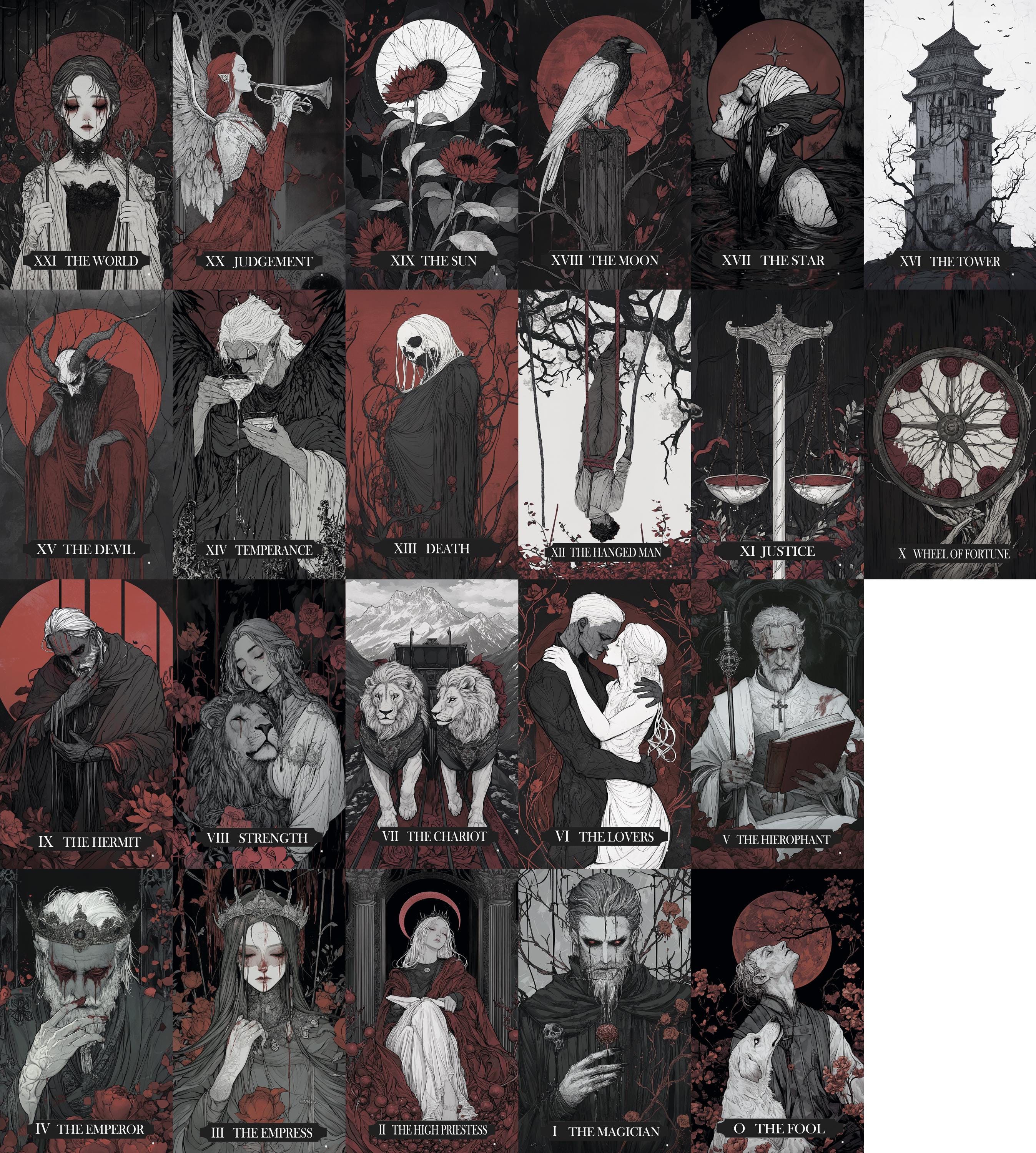 Printable Tarot Cards | Major Arcana Cards | Tarot 22 Cards | Printable ...